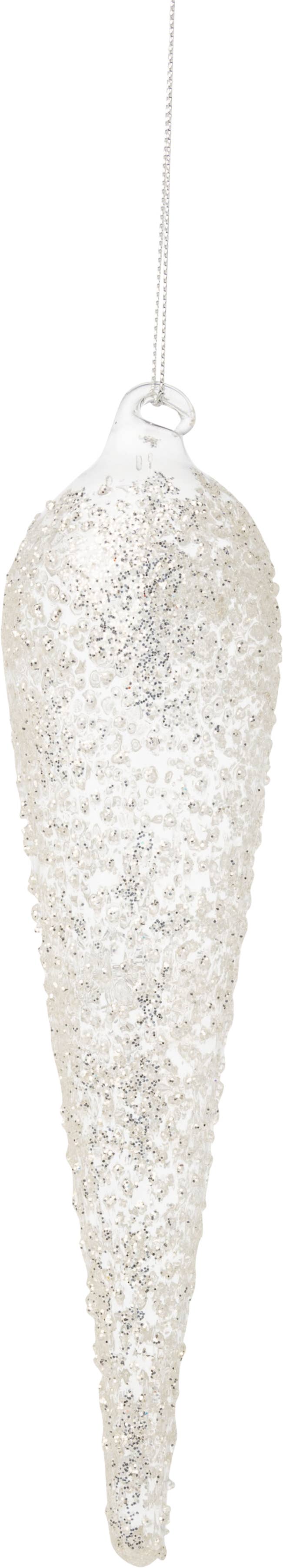 A25438-Clr gls drop orn,sil sand texture glit fnsh,8in – The Shop at ...