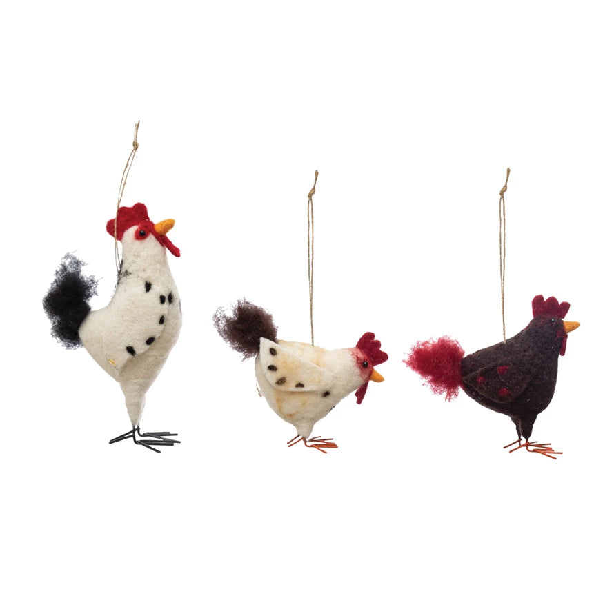 Wool Felt Hen/Rooster Ornament, 3 Styles – The Shop at The Collection